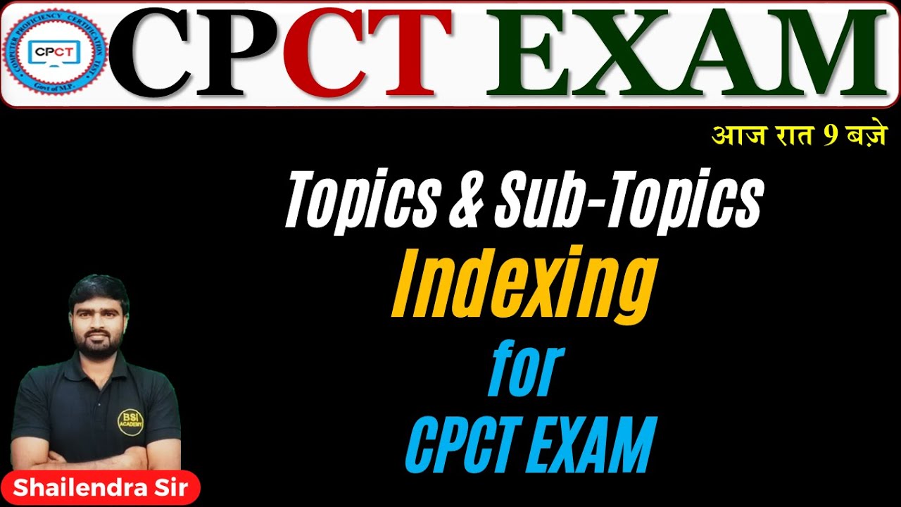Topics & Sub-Topics indexing for CPCT Exam | cpct computer topics ...