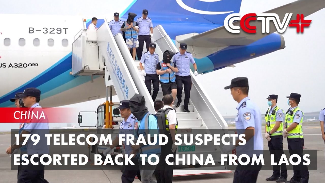 179 Telecom Fraud Suspects Escorted Back to China from Laos - YouTube