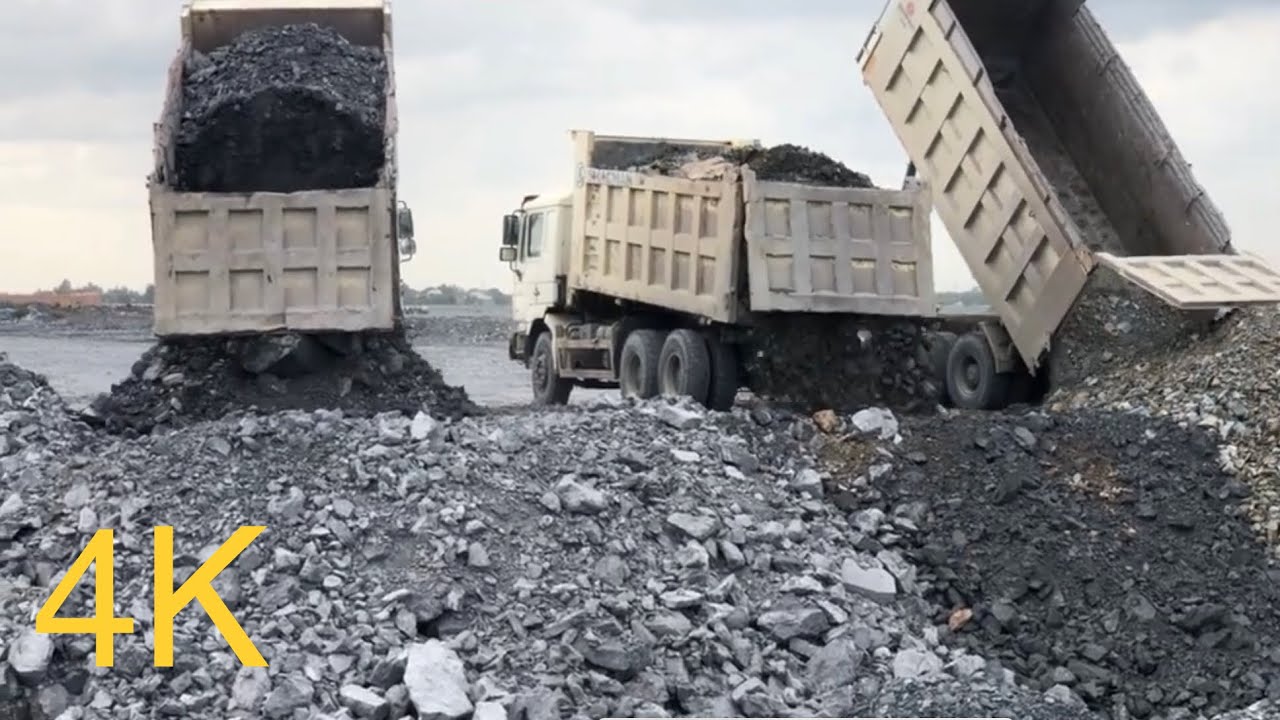 The Ultimate Lake Filling Up Bulldozer And Wheel Loader Pushing Rock ...