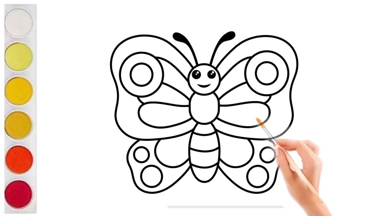 How to draw butterfly easy// drawing butterfly and color it// kids art ...