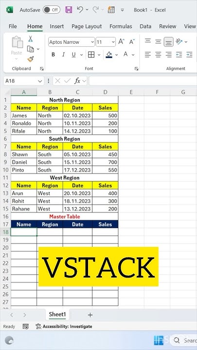 How To Use Vstack Formula In Excel Learn Ms Excel Excel Youtube