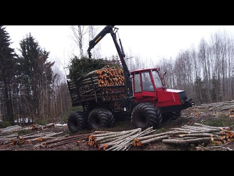 Homemade forwarder-we work in high winds - YouTube