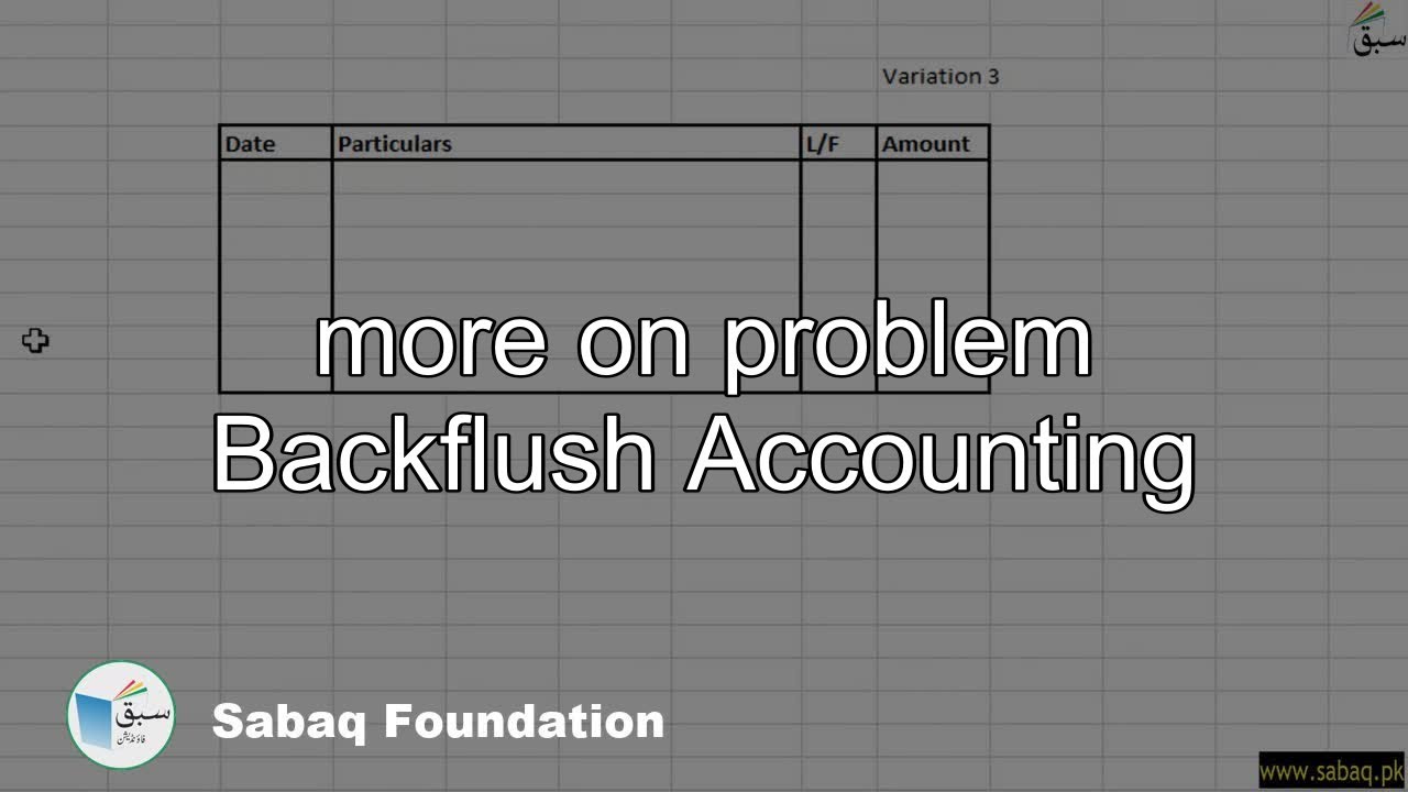 more on problem Backflush Accounting, Accounting Lecture | Sabaq.pk ...