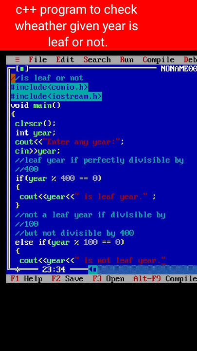 C++ program to check wheather the given year is leaf or not. #csmarathicoaching - YouTube