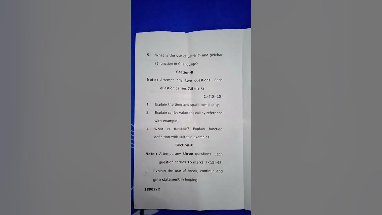 BCA-2022 Programming principal and algorithm 1st semester question paper#2022#ccs university ...