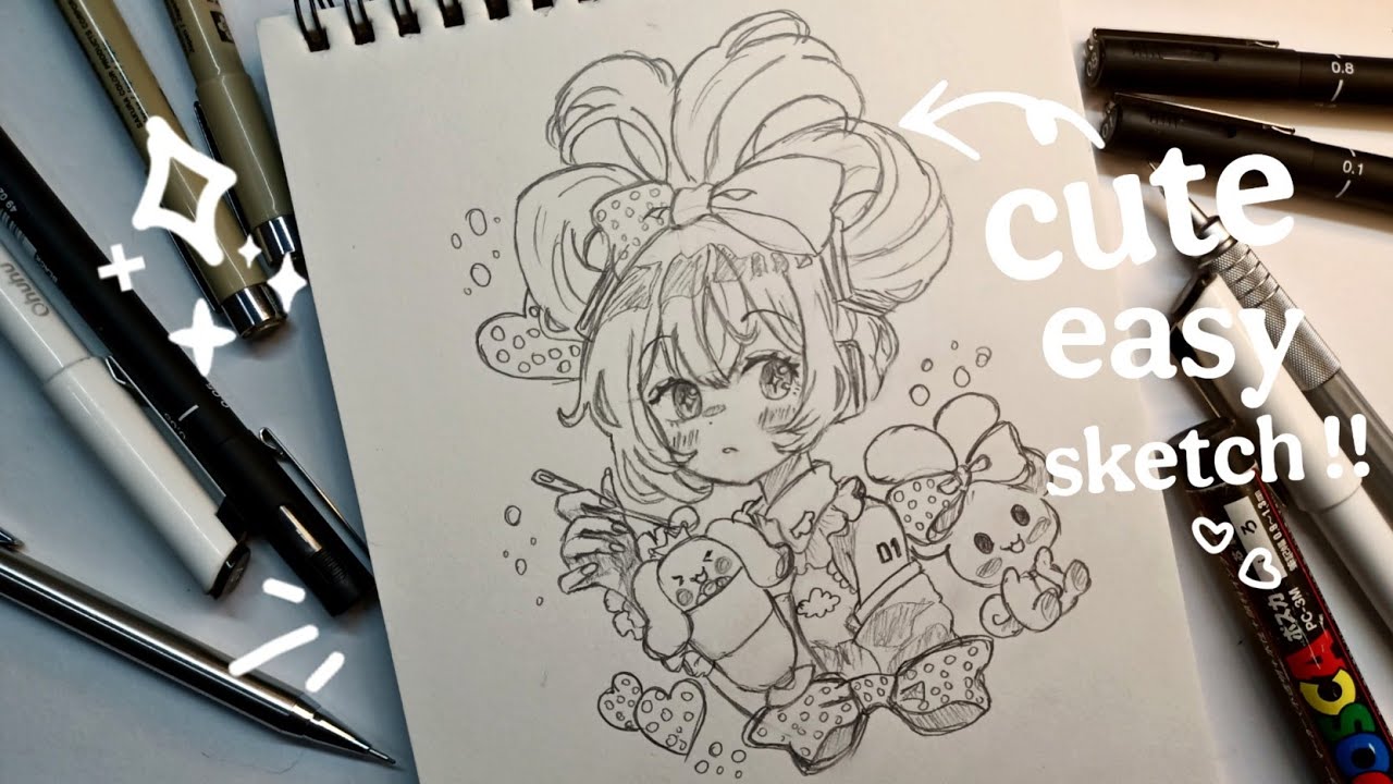 Miku cute sketch | How to draw miku Hatsune - YouTube