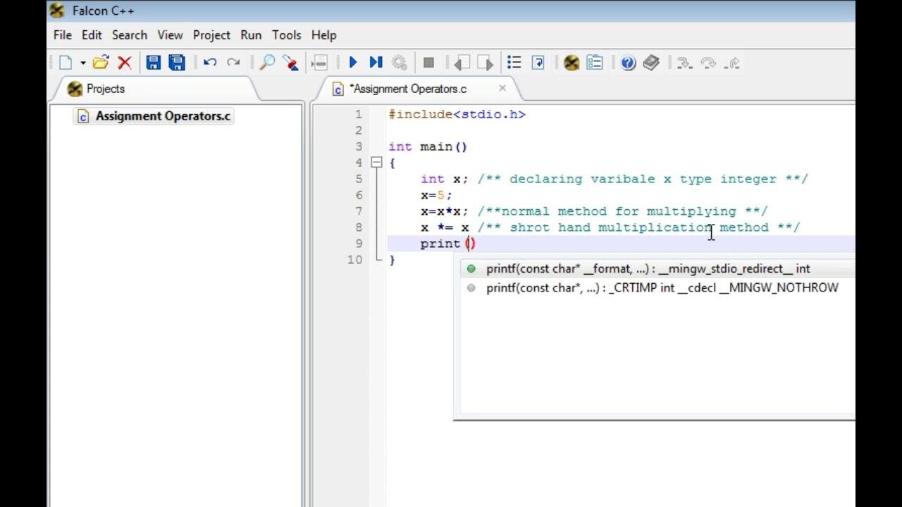 Short Hand Operators in C Language #10 | Assignment Operators | Falcon C++ IDE - YouTube