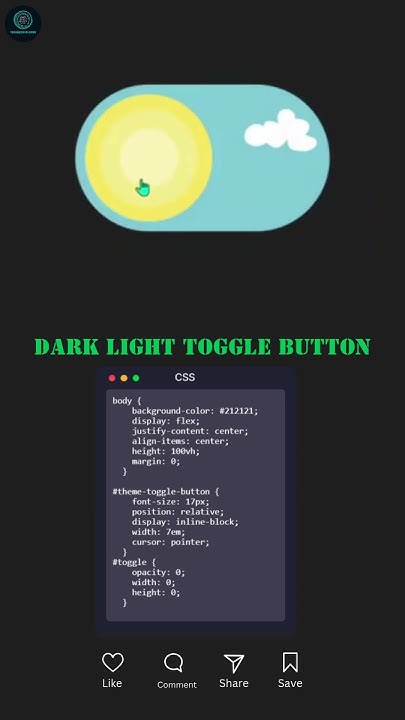 Dark Light Toggle Button. #techszdeveloper#smartphone#webcoding#programminglanguage#csstricks# ...