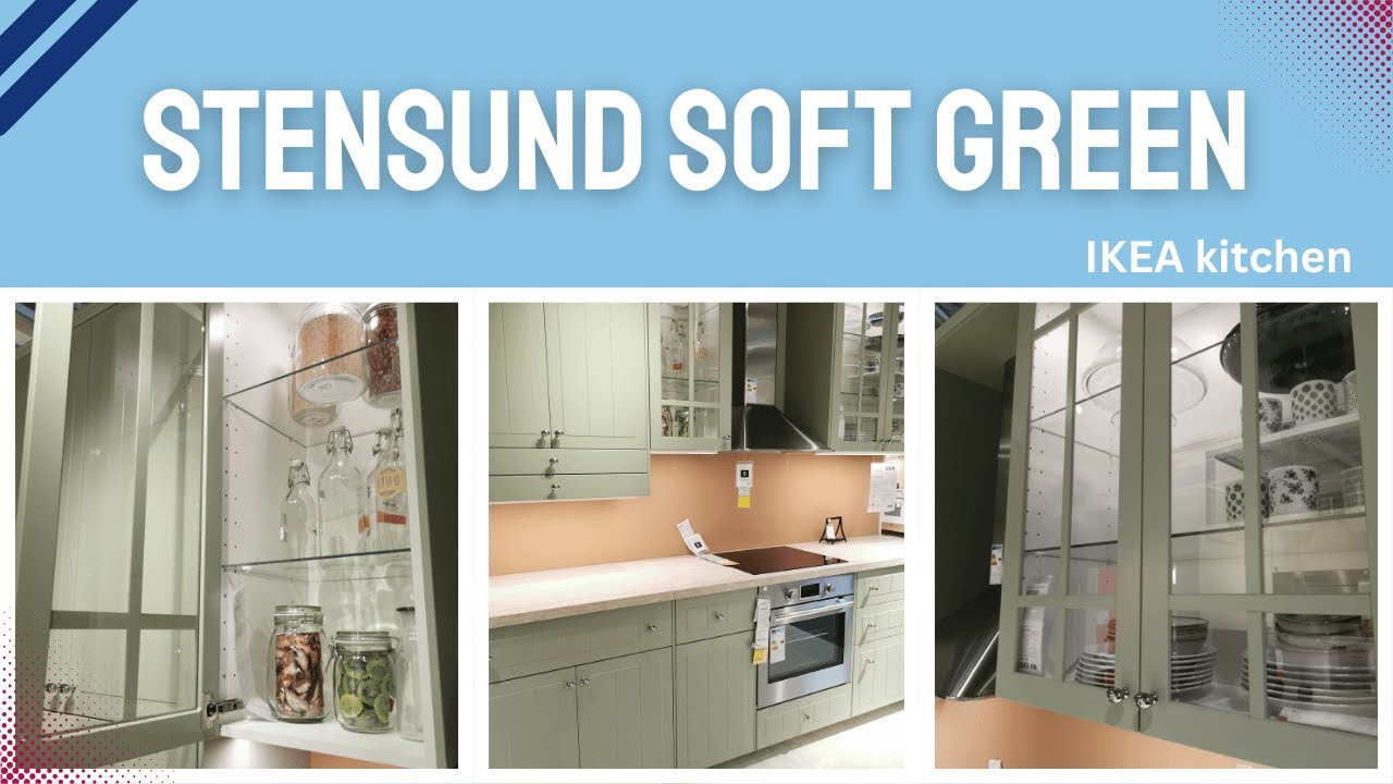 IKEA STENSUND Light Green Kitchen – Classic METOD Design with Glass ...