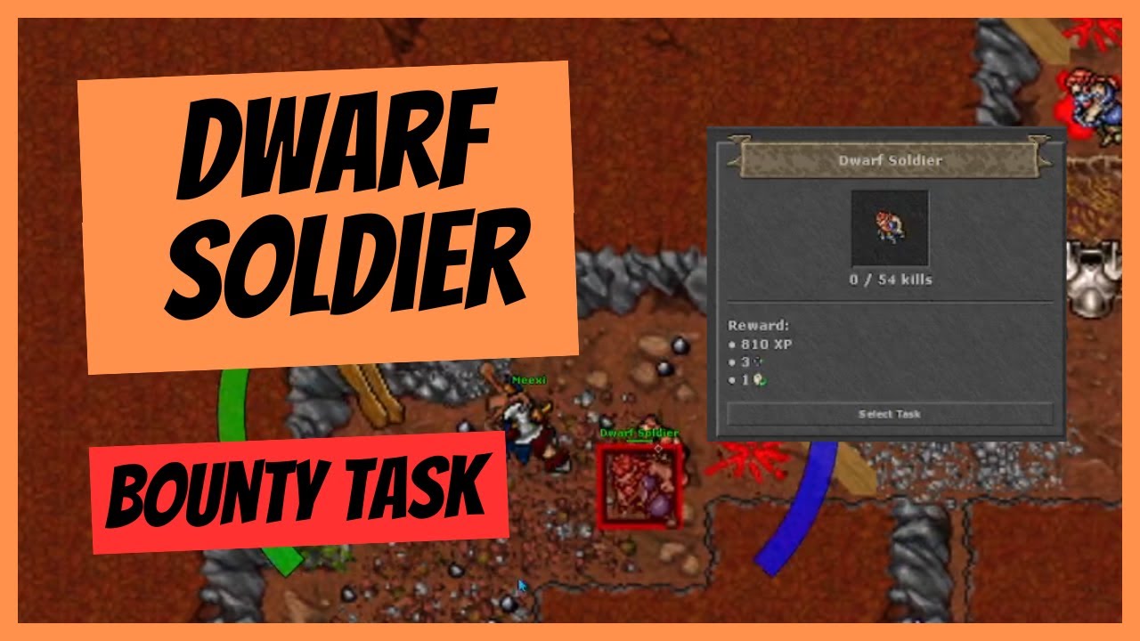 Tibia Bounty Task (Beginner) - Dwarf Soldier | 1700 Paladin Gameplay ...