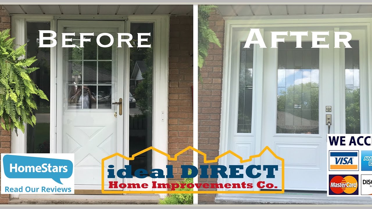 White 36 inch door entry system with 2 sidelights - YouTube