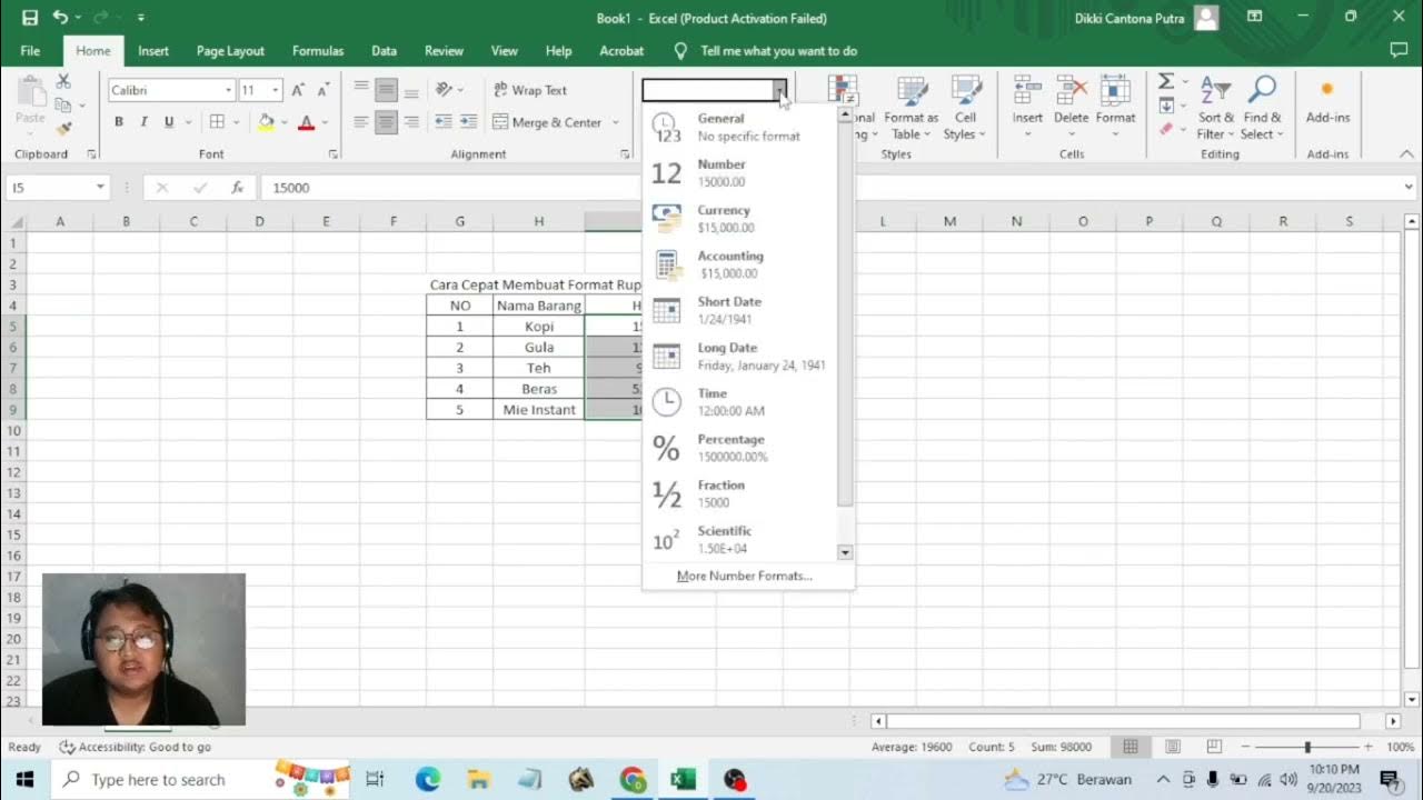 Cara Membuat Format IDR Rupiah Di Microsoft Excel | Tutorial Excel - YouTube
