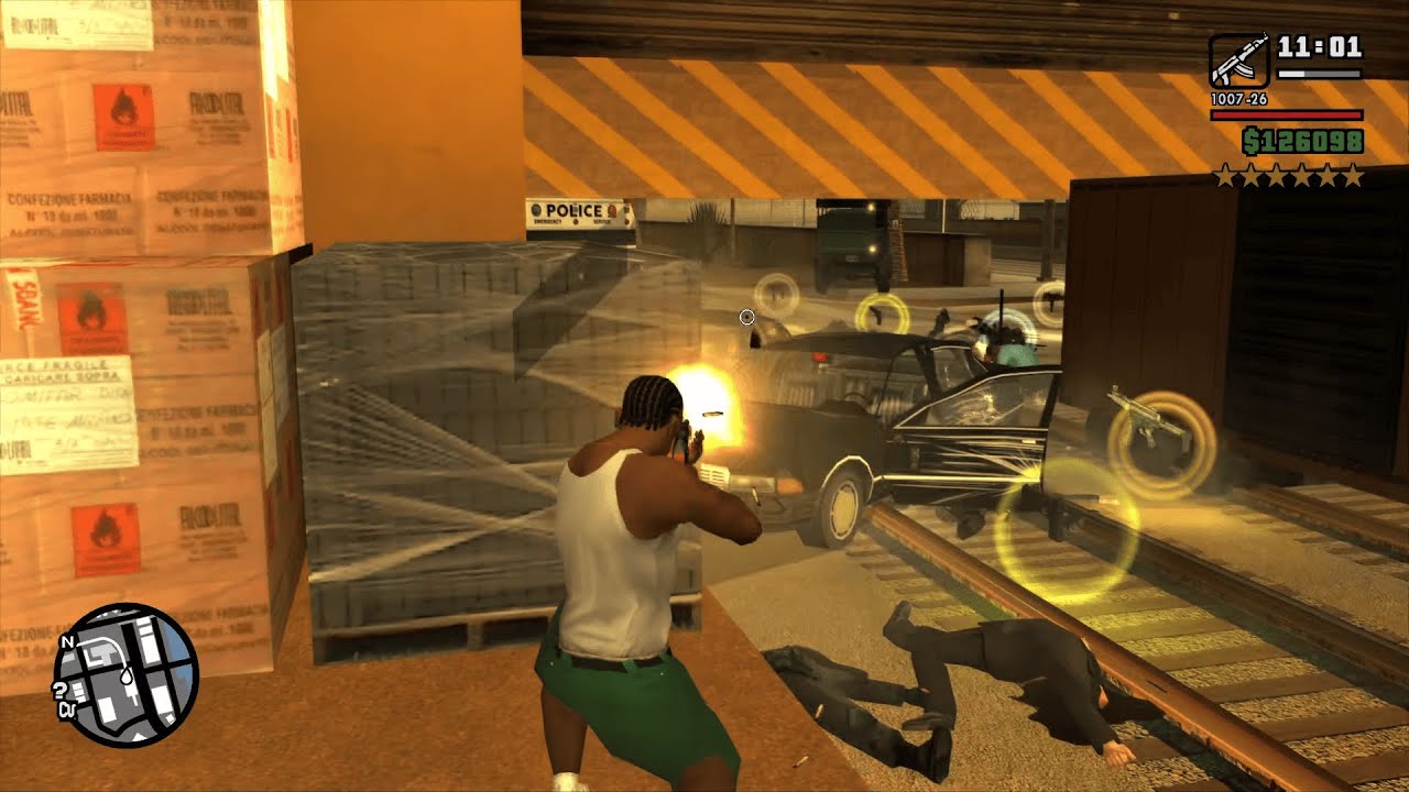 GTA San Andreas - Ocean Docks Rampage + Six Star Escape with Lots of Sa ...