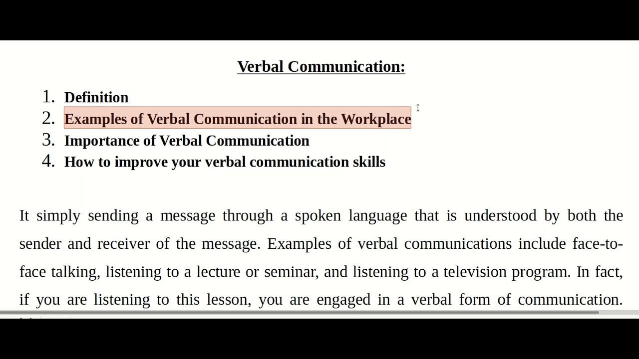 Verbal Communication Skills Definition