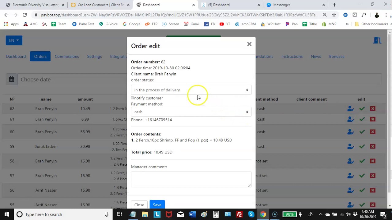 Setting Up Customer Order Status Notification [Paybot - Manychat ...