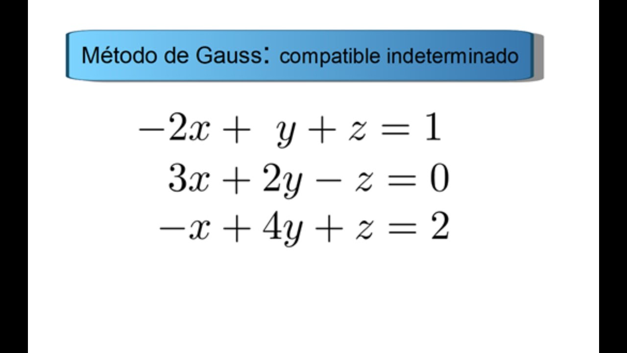 Método de Gauss. Sistema compatible indeterminado - YouTube