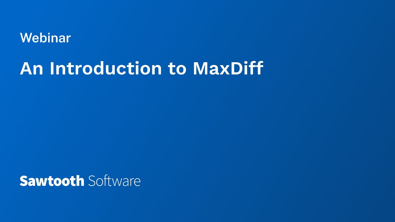An Introduction to MaxDiff - YouTube