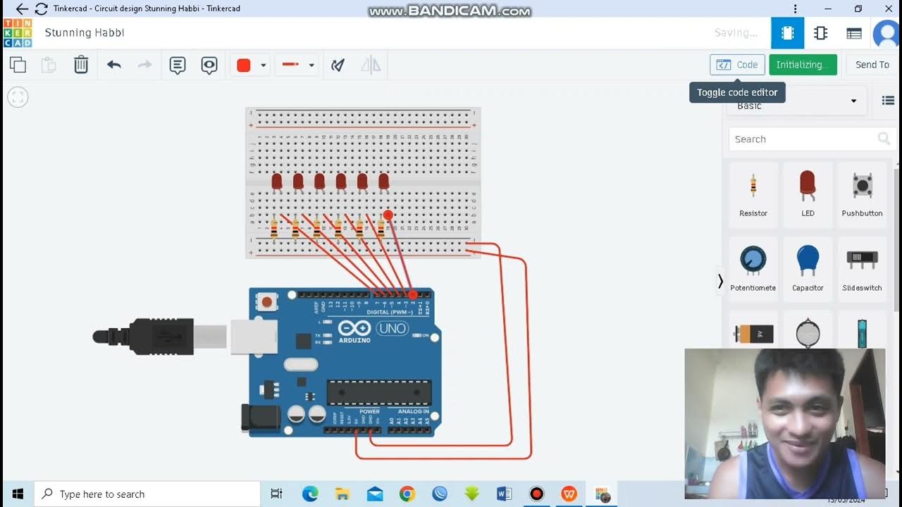 Install light fading sequencing and on / off delay in Arduino using "TINKERCAD APP" - YouTube
