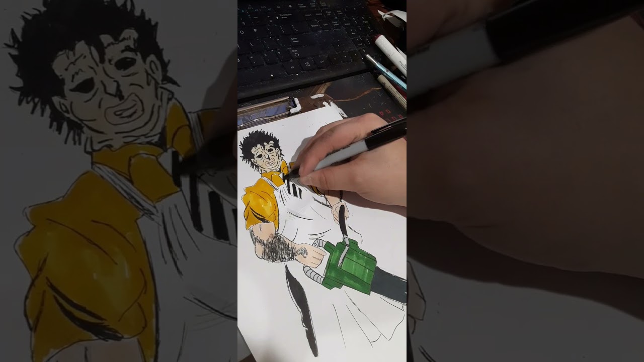 I draw Texas Chainsaw Massacre Leatherface - YouTube