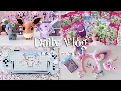 game vlog ♡ pokemon z-a, decorating switch 2, pokemon card opening, sylveon haul