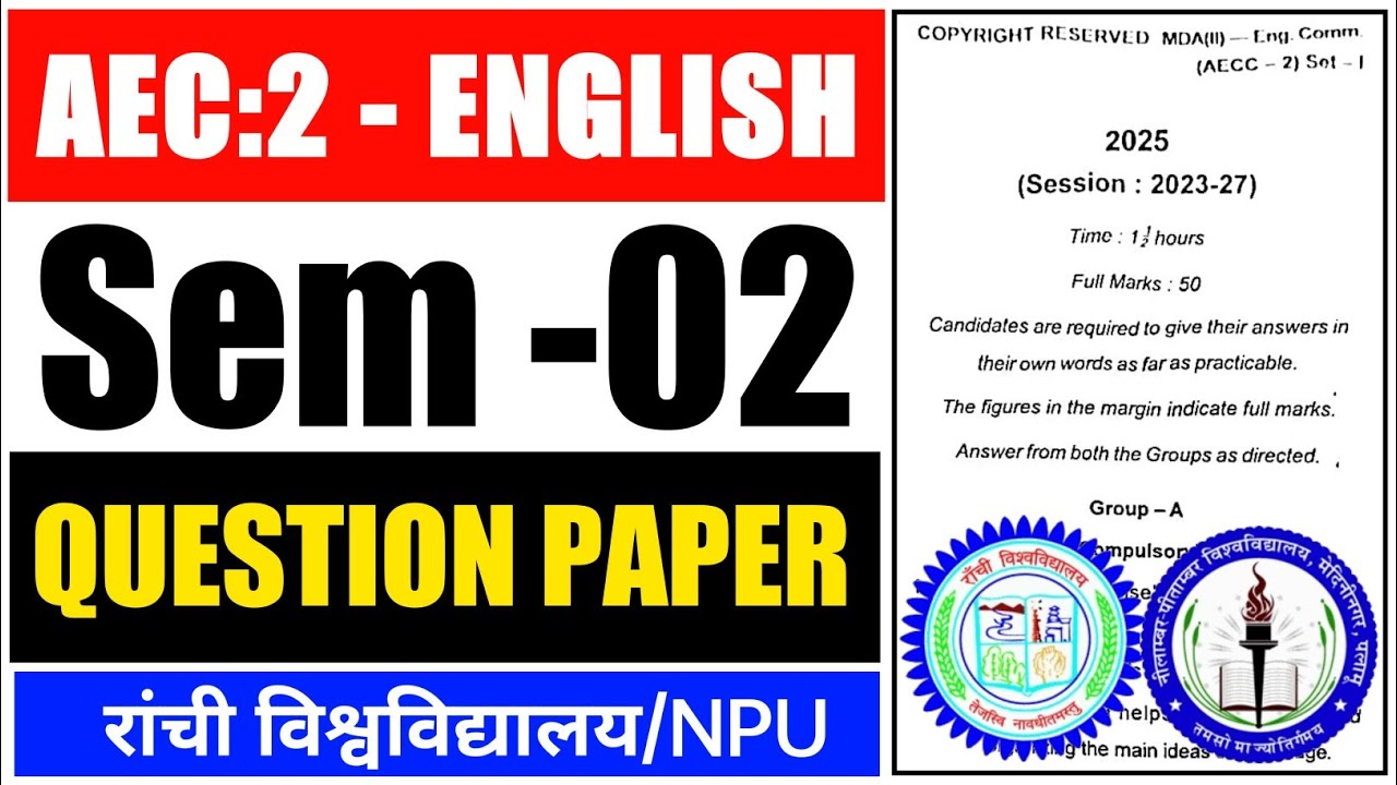 #aec english semester 2 question paper, #semester 2 AEC English ka ...