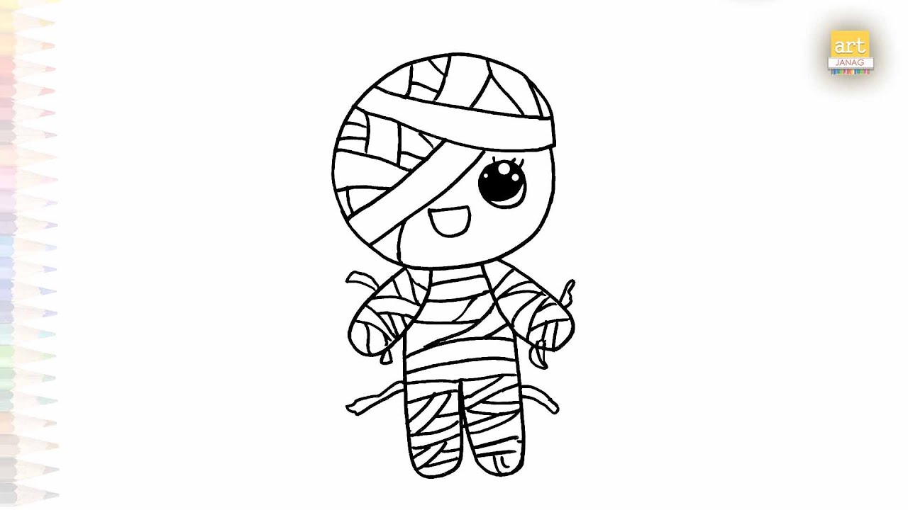 Mummy cartoon drawing easy | Art sketches | How to draw Mummy step by ...