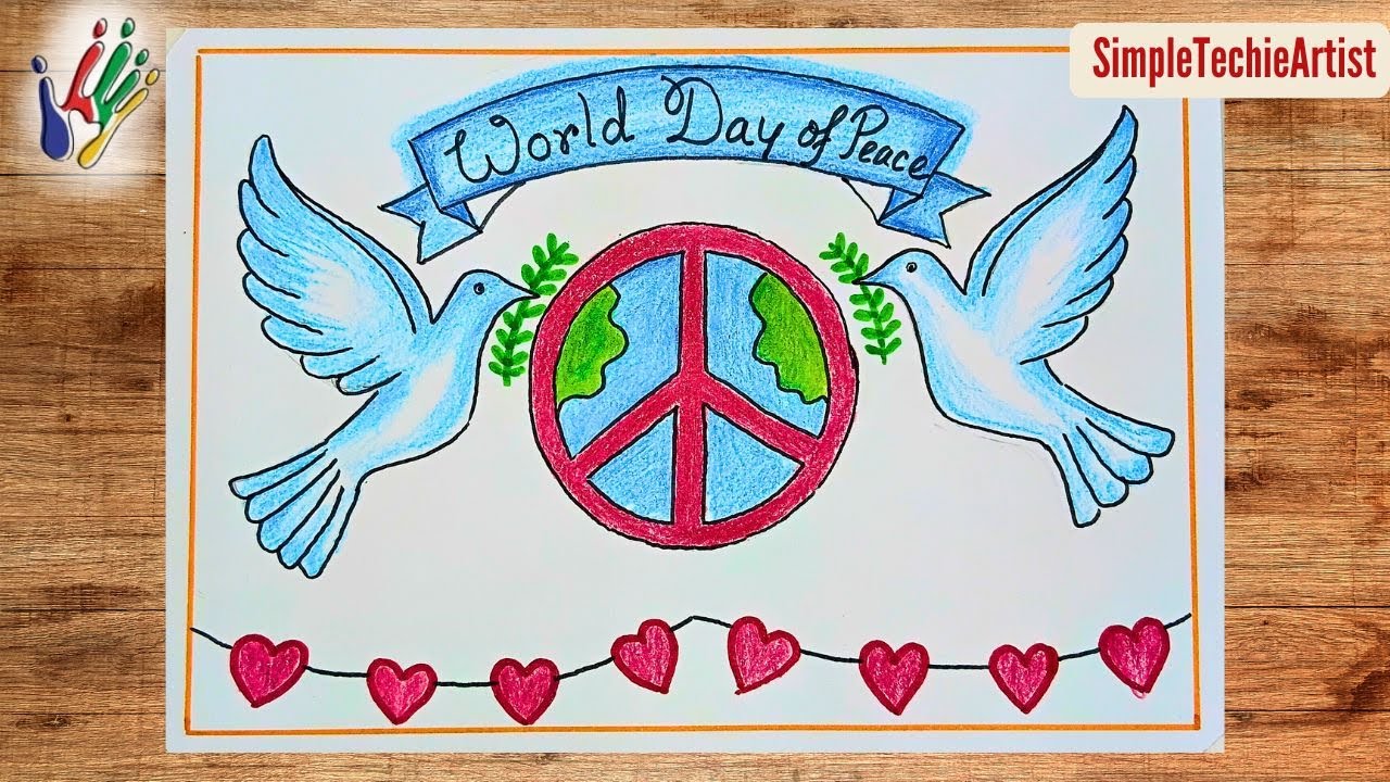 International Day of Peace Poster Drawing | How to Draw World Peace Day ...