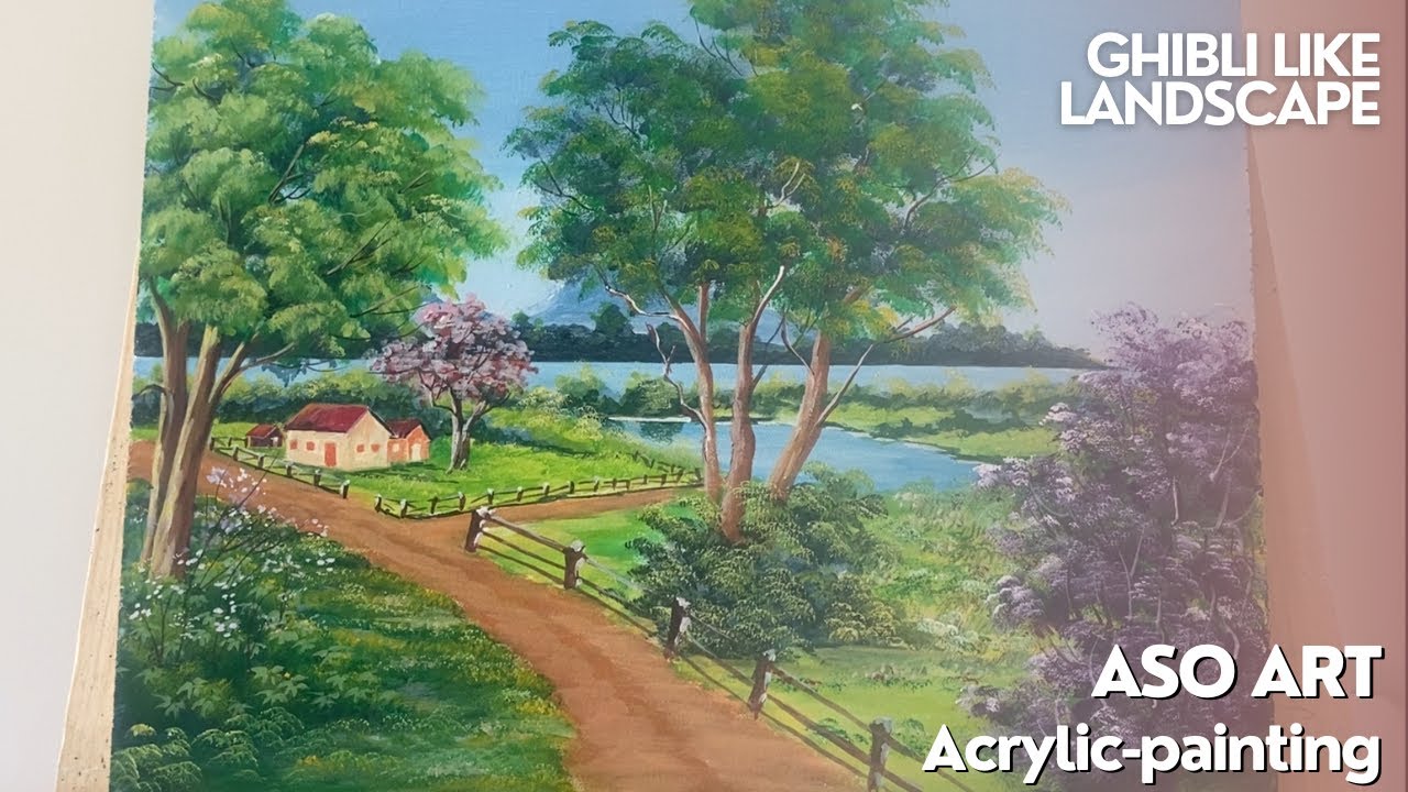 Ghibli Like Landscape | Acrylic Painting Tutorial | ASO ART - YouTube