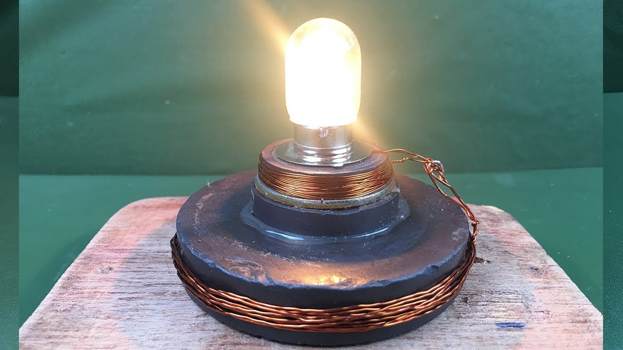 How to Make free energy generator light bulb using magnet - Experiment ...