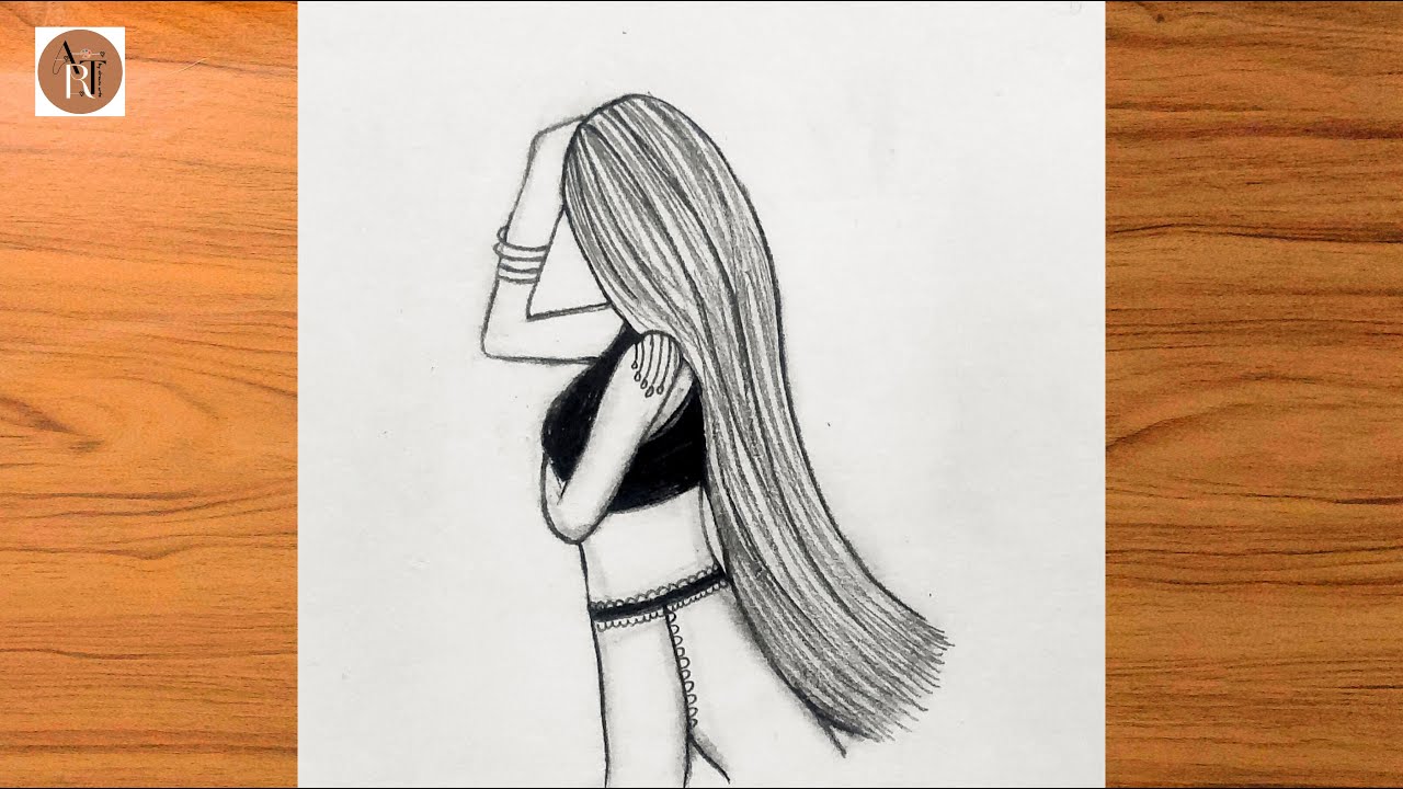 How to Draw Long Hair (EASY TUTORIAL)//Easy way to draw long hair of a ...