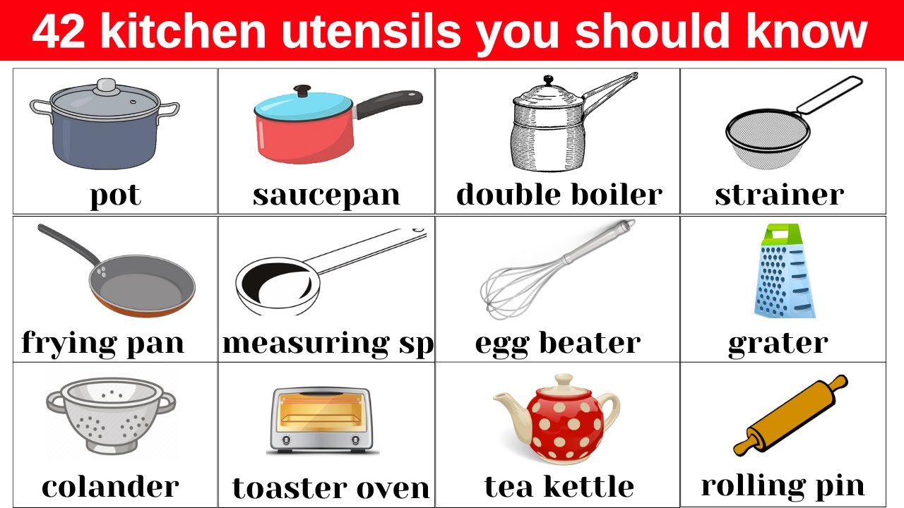 Lesson 8: Learn 42 kitchen utensils for Everyday Use | English ...