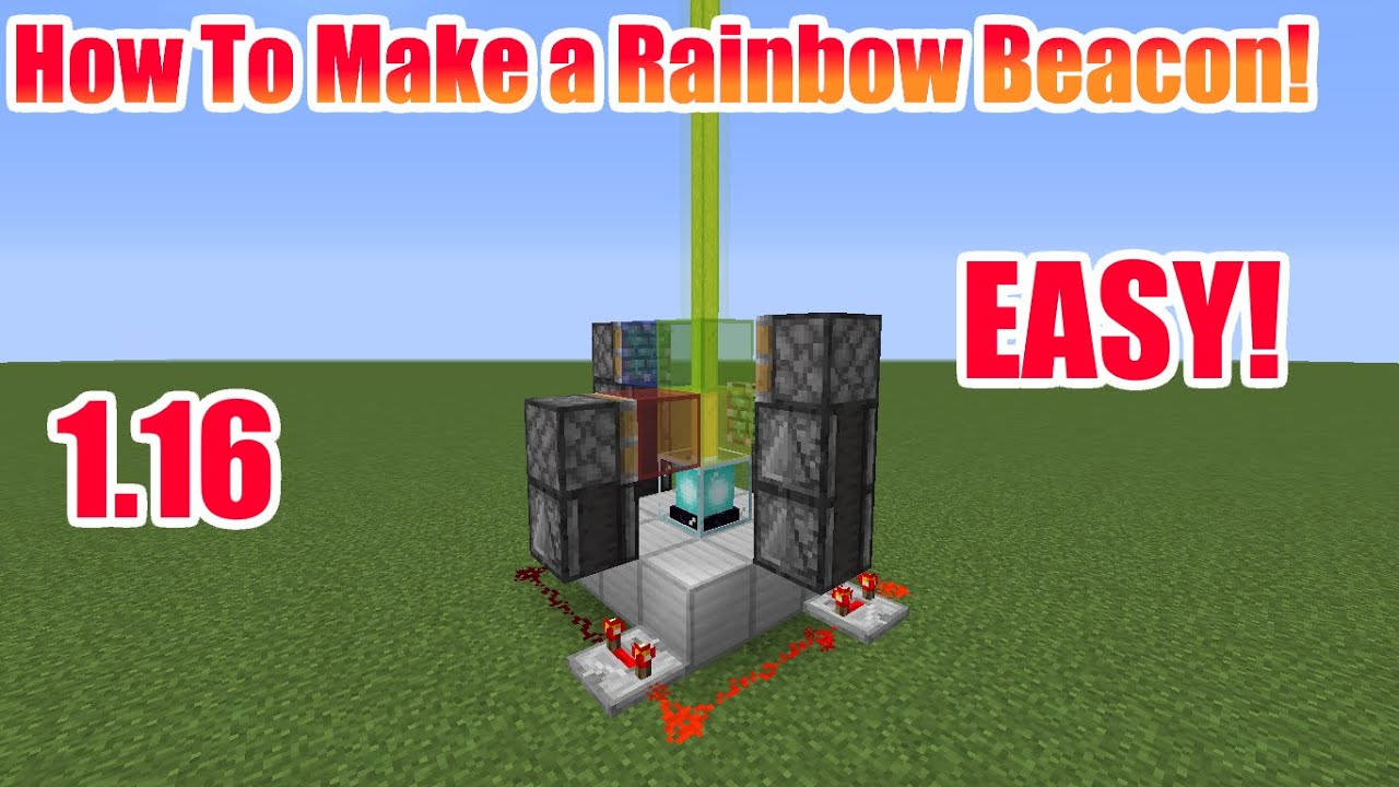 Minecraft Rainbow Beacon Tutorial EASY.. - YouTube