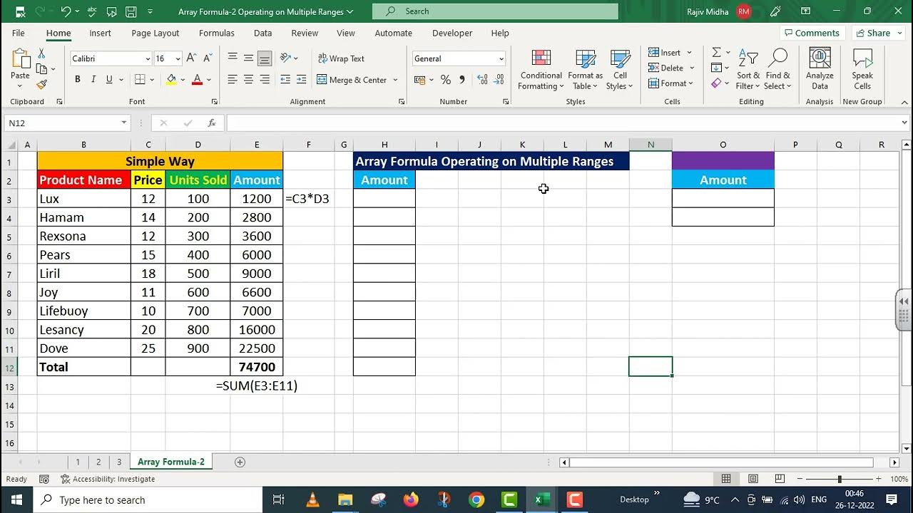 Array Formula 2 Operating on Multiple Ranges - YouTube