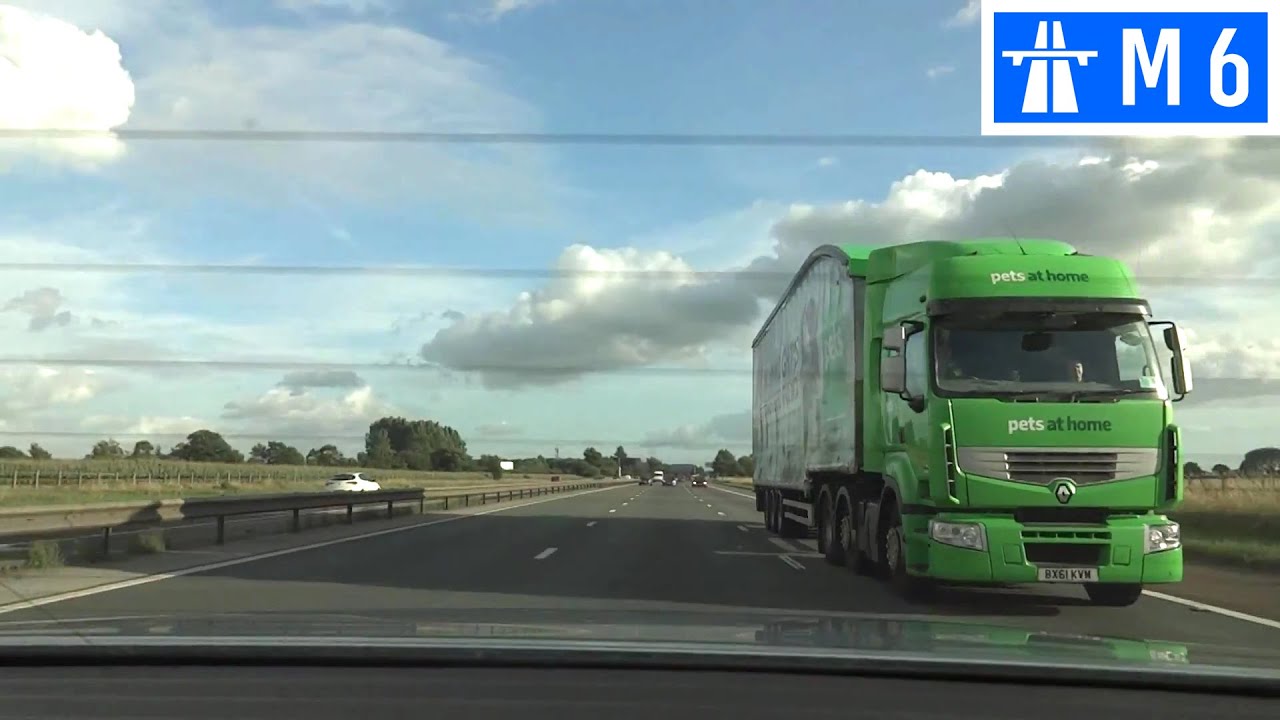 Driving in the UK - M6 Motorway - J17 to J19 - Rear View - YouTube