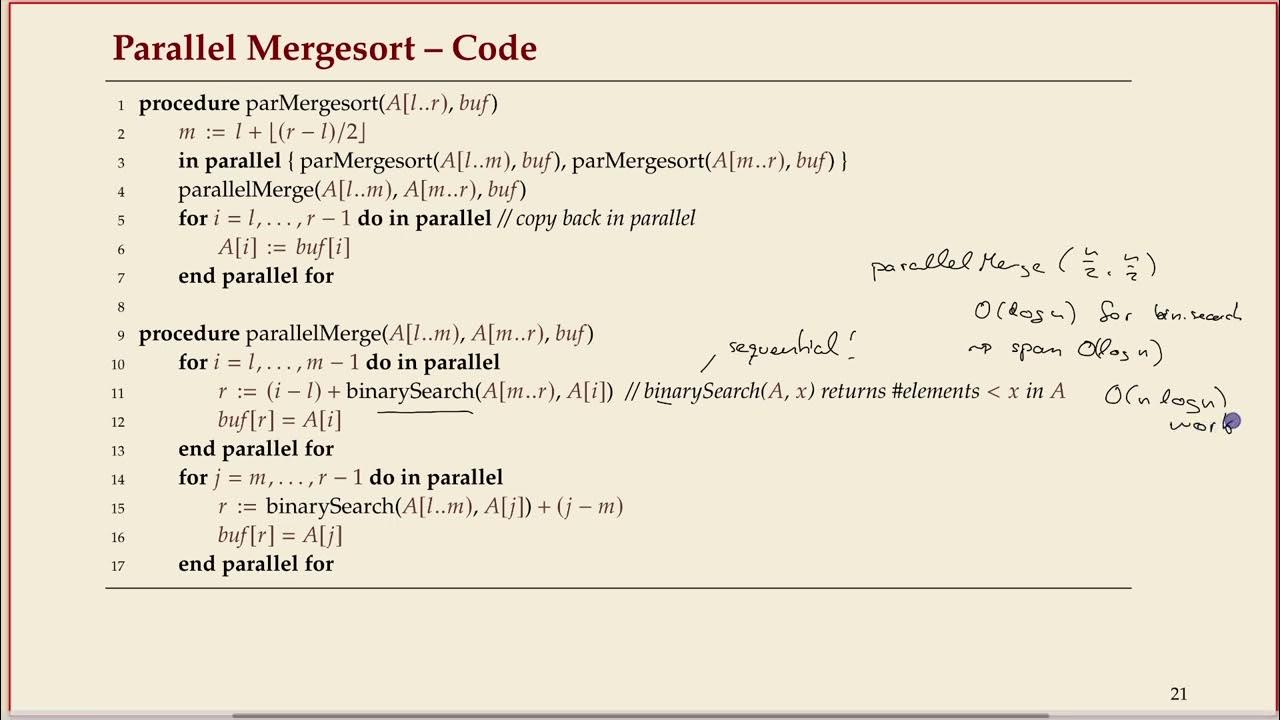 COMP526 (Fall 2023) 7-5 §7.4 Parallel sorting - YouTube