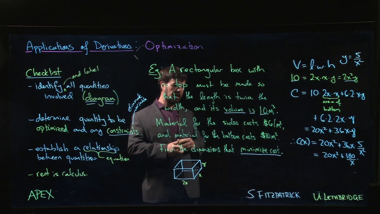 Derivative Applications: Optimization - 04. Box With No Top - YouTube