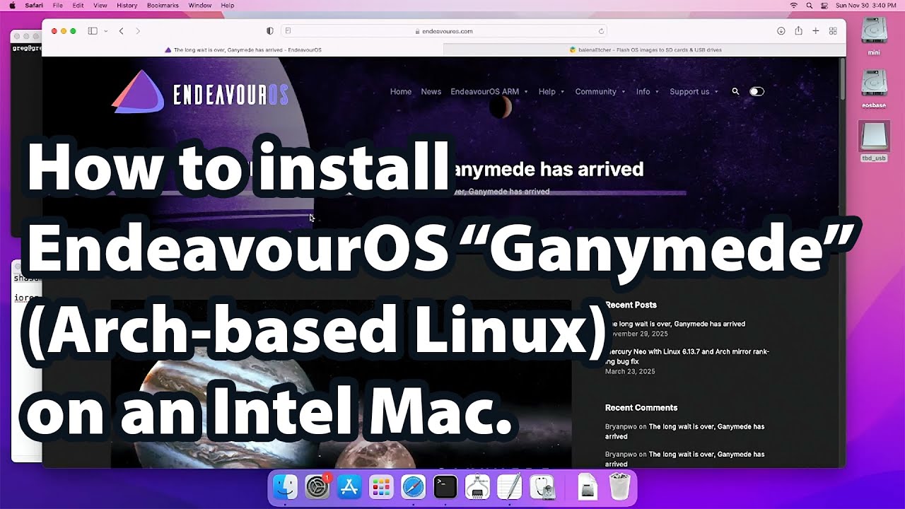 How to install EndeavourOS "Ganymede" Linux on an Intel Mac - YouTube