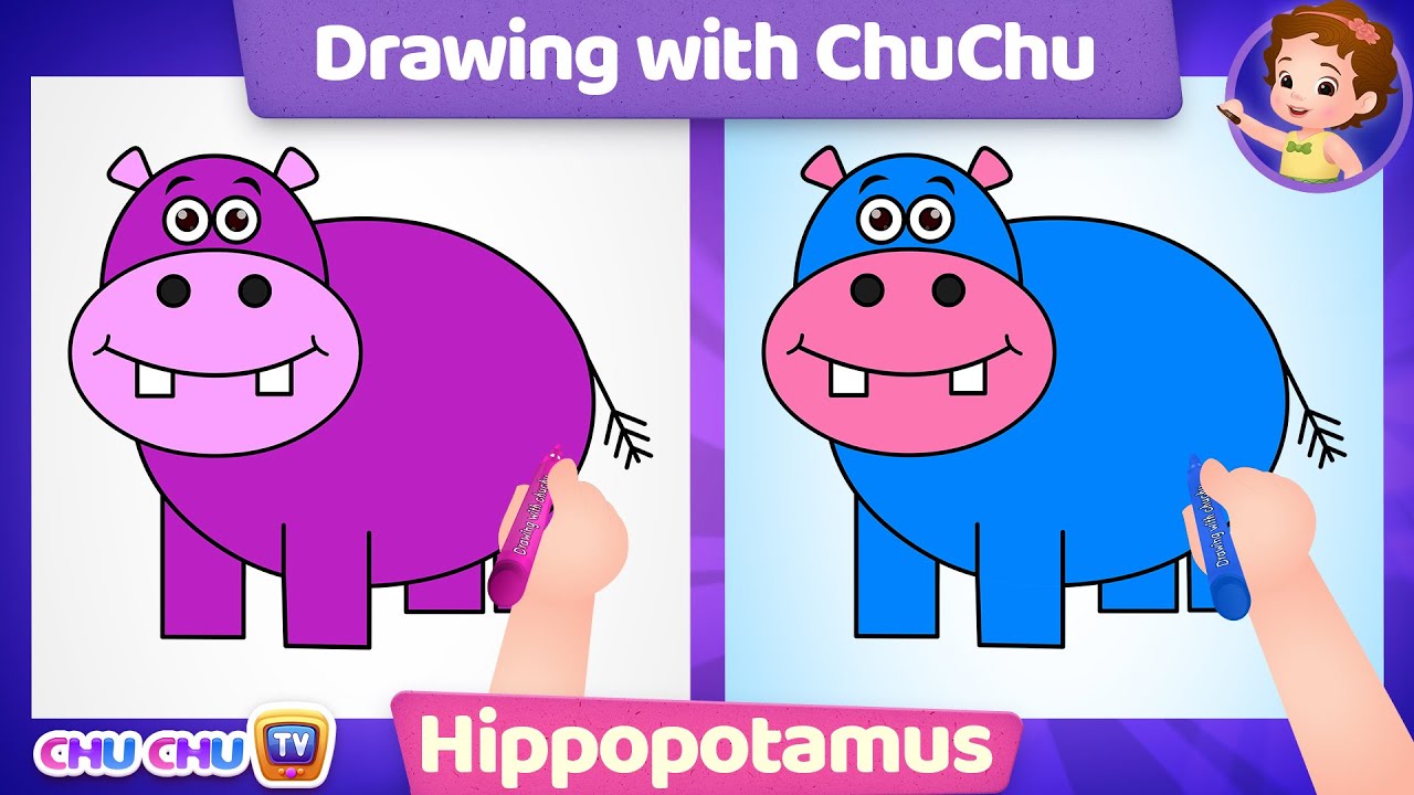 How to Draw a Cute Hippo? - Drawing with ChuChu - ChuChu TV Drawing for ...