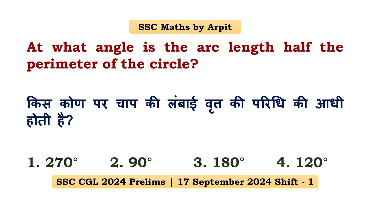 At what angle is the arc length half the perimeter of the circle? - YouTube