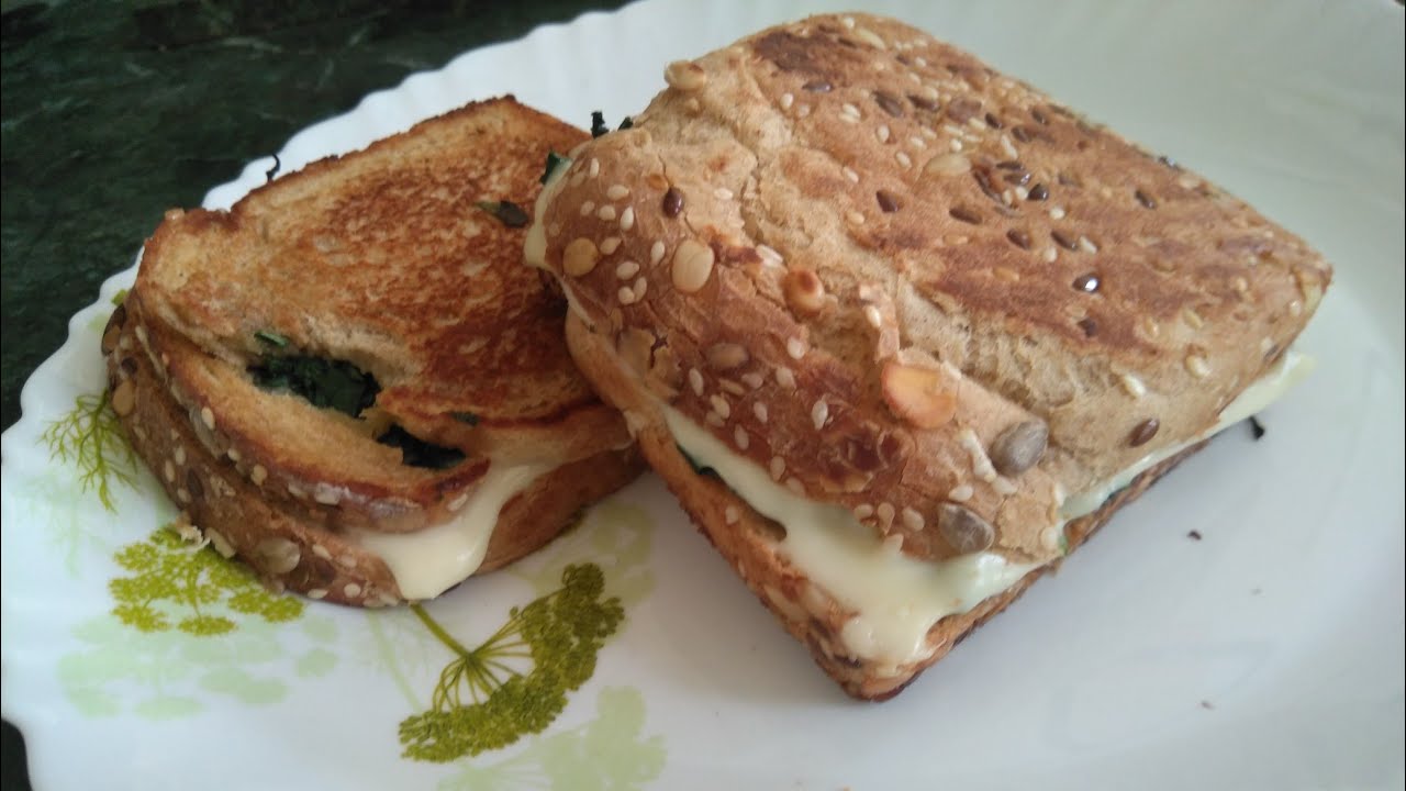 Spinach Cheese Toast || Multigrain Cheese Toast || Healthy Toast - YouTube