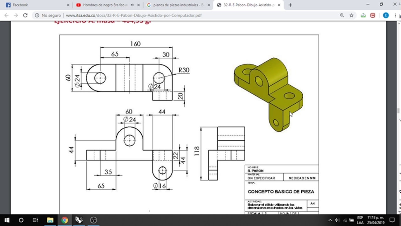 Rhinoceros Ejercicio 2: nivel básico / Modelado 3D / Pieza Industrial - YouTube