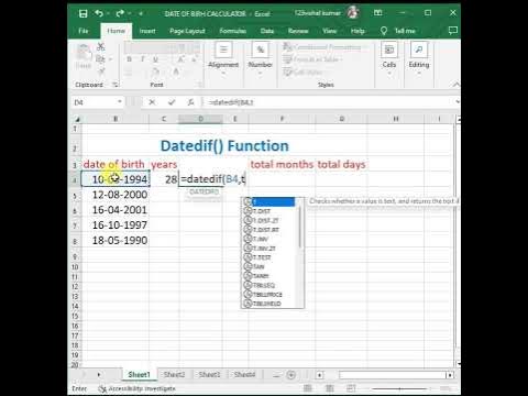 Excel me Datedif Function ka kya use hai ।। Excel me Datedif Formula kaise lagaye ।। Excel # ...