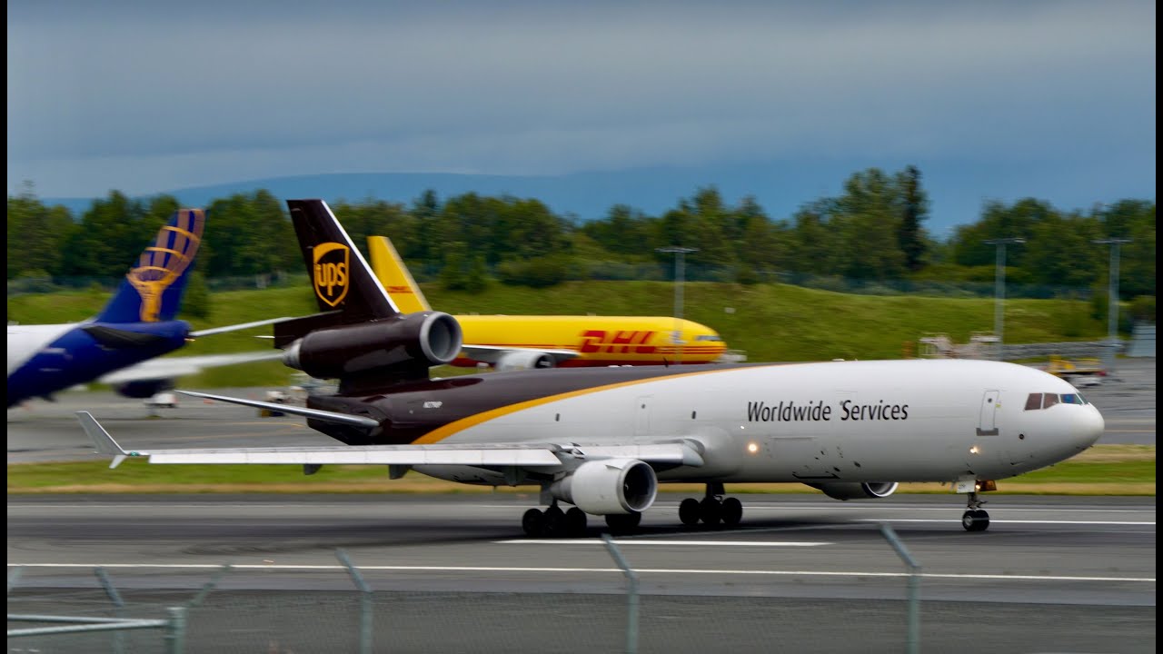 UPS MD 11 tri-engine jet departs for Louisville Mohd Ali airport from ...