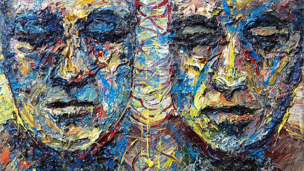 Original oil painting face expressionism art deco nyc gallery thick ...