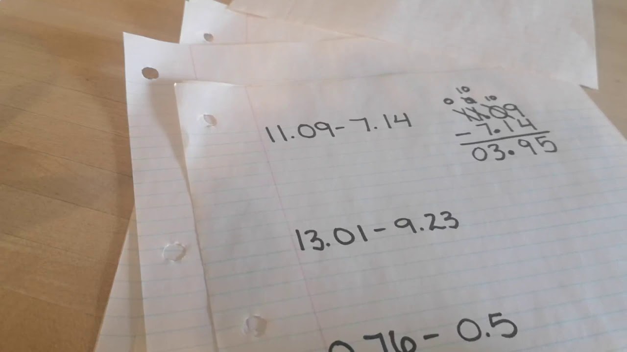 Subtracting Decimals Video YouTube Subtracting Decimals Video YouTube