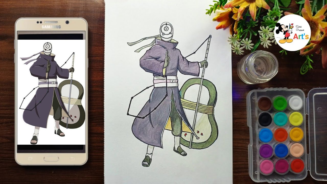 Obito uchiha watercolour painting full body ( part-2 ) || obito from ...