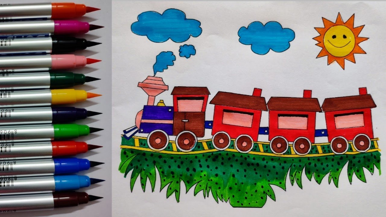 learn colors for kids- coloring, painting with brush pen - YouTube