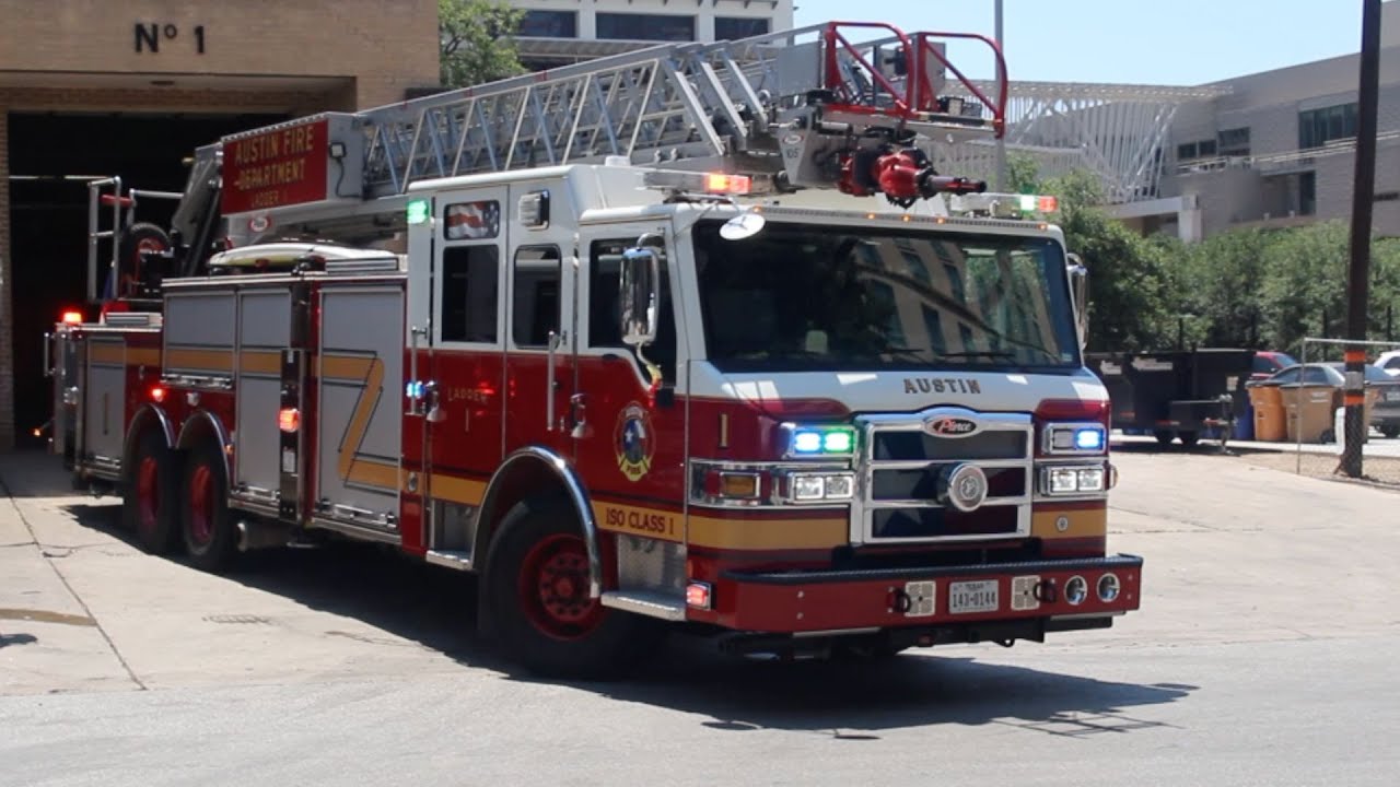 Austin Fire Department Ladder 1 responding - YouTube