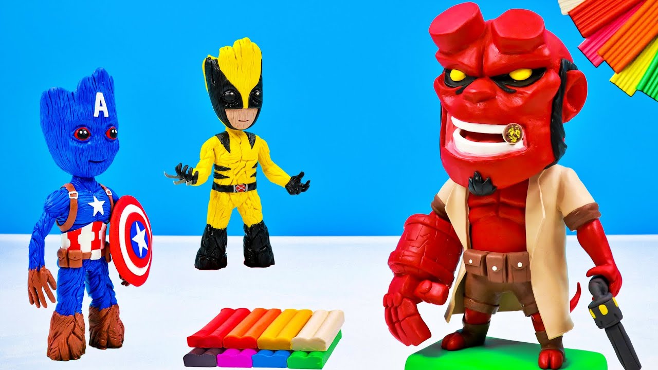 Making Hellboy with clay 🧟‍♀️ Hellboy vs Groot superheroes 🧟‍♀️ Polymer ...
