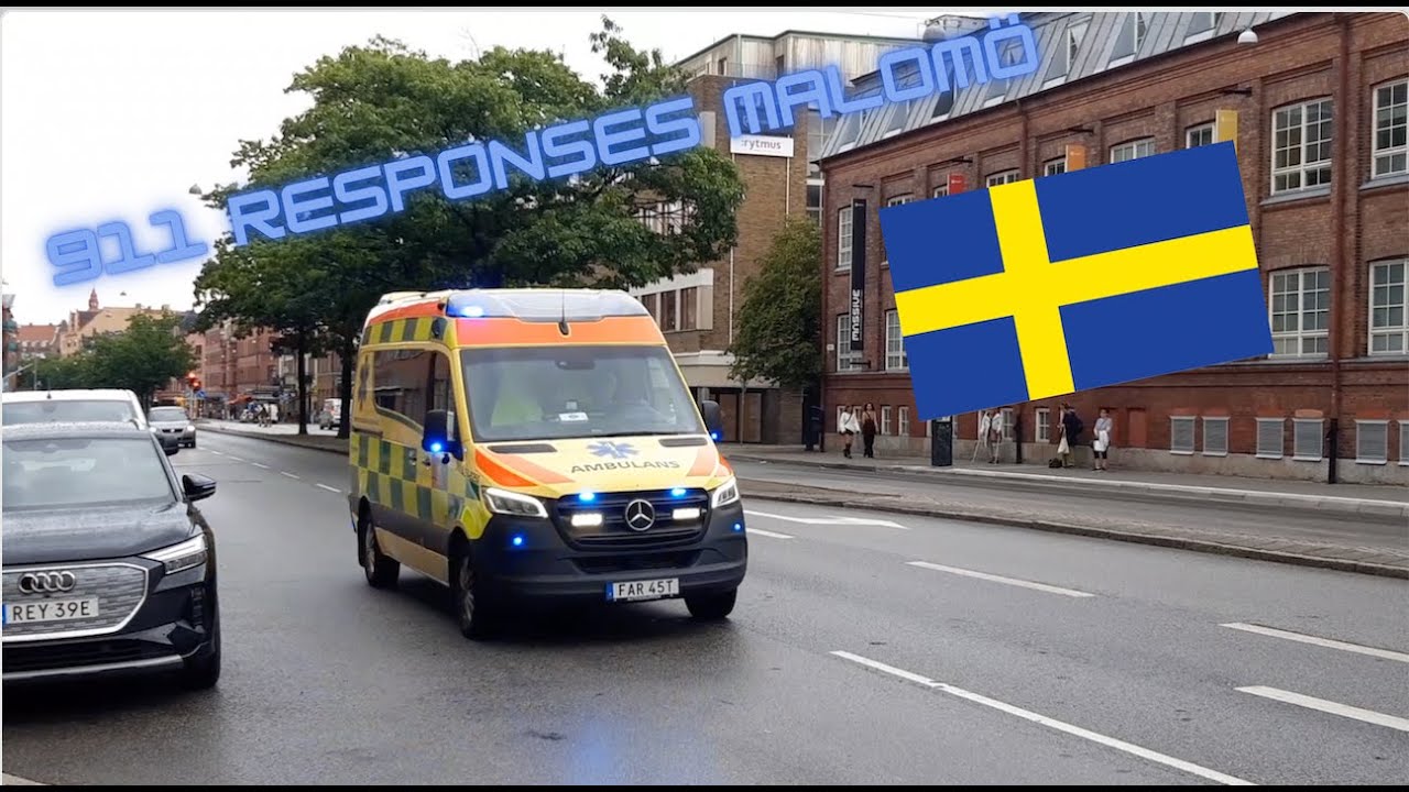[Malmö] Swedish Ambulance and Police driving to emergency calls in ...
